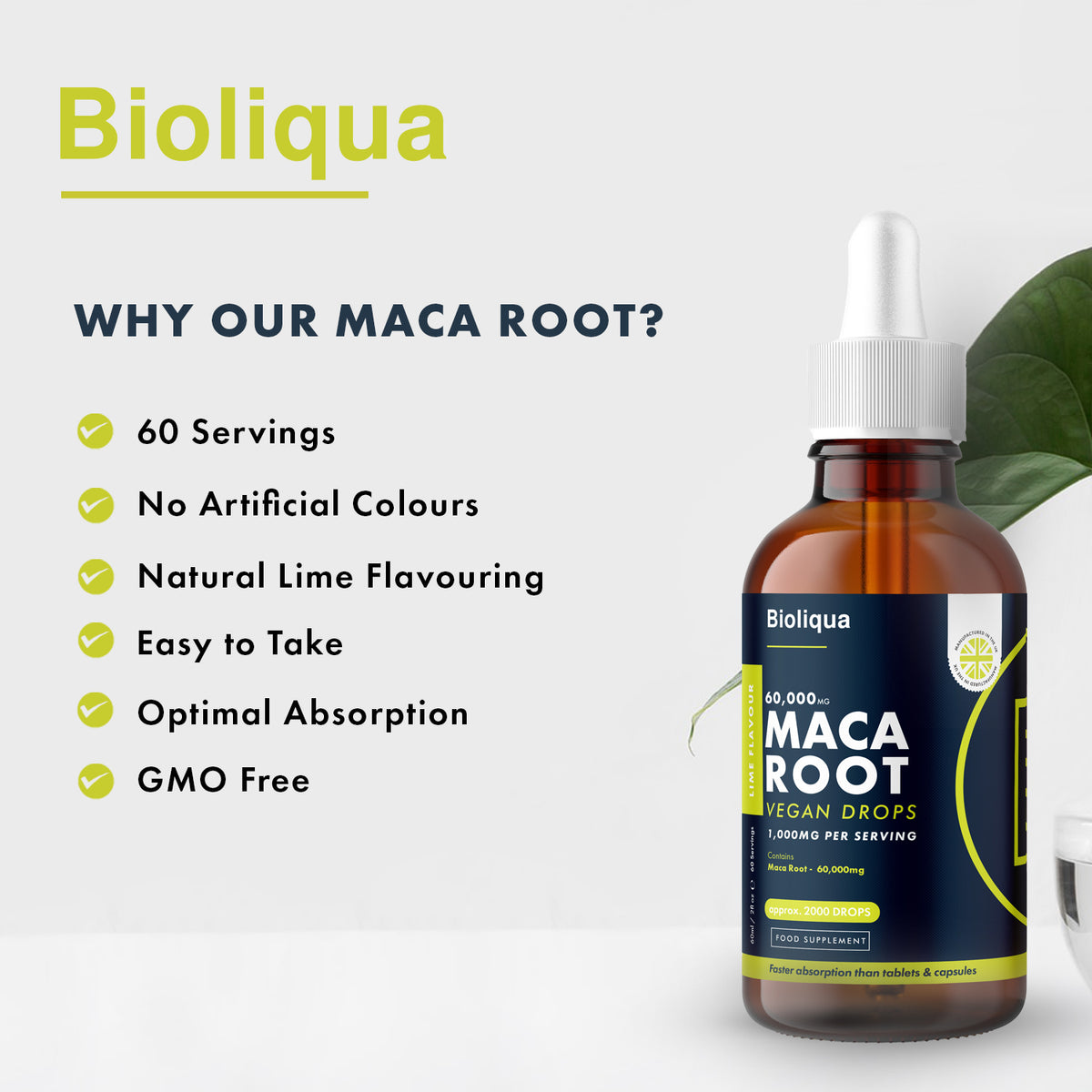 Bioliqua Maca Root Liquid Drops | 60ml | Wellness Factory