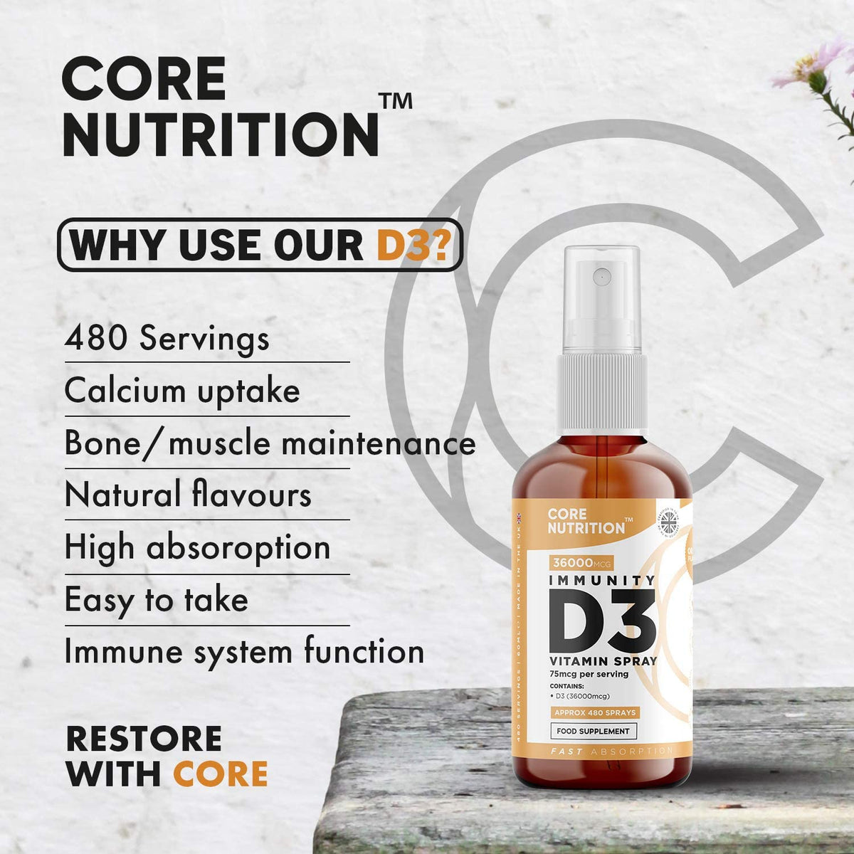 Core Nutrition Immunity Vitamin D3 Spray | Wellness Factory